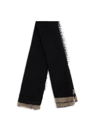 Mirror in the Sky Womens Scarf Gran Souffl&eacute; Semi-Felted Cashmere Black Felting-Natural Brown (capra Hircus) Felting/natural Scarfs
