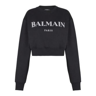 Balmain Femme, Sweatshirts et sweats &agrave; capuche, Noir, Taille: 38 FR SweaT-shirt &agrave; col ra du cou imprim&eacute;