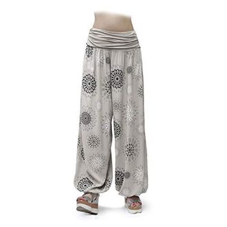 Glamexx24 Pantalons décontractés Sarouel légers pour Femmes Pantalons décontractés Pantalons dété avec Beaucoup de Motifs,Beige 2,XL-3XL