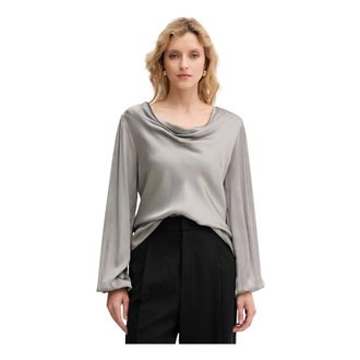 Fracomina Blouse Regular Fit en Satin - Femme - Blouses et Chemises - Gris - Taille: 36 FR