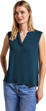 Street One Damen 3227746 Split Neck Jersey-Top, Tide Blue, 38