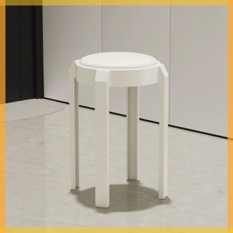 Generic Stapelbare runde Kunststoffhocker - 45 cm hohe, r&uuml;ckenlehnenlose Barhocker mit gepolsterten Sitzen, tragbare, stapelbare St&uuml;hle f&uuml;r Zuhause, Schule, K