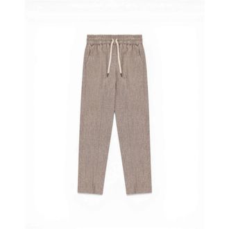 Circolo 1901 Femme, Pantalons, Beige, Taille: 40 FR Pantalon Chino &agrave; Cordon de Serrage en Piqu&eacute; Premium Micro Chevrons