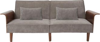 Calicosy Calicosy - Canapé convertible en velours côtelé gris et bois L205 cm - scott