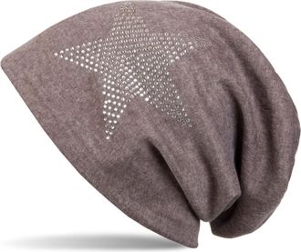 styleBREAKER M&uuml;tze Warme Beanie M&uuml;tze mit Strass Stern