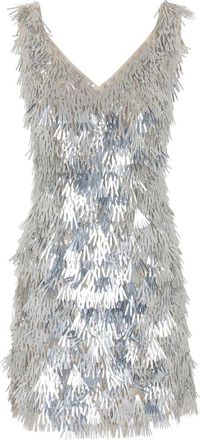 Paco Rabanne Femme, Robes, Gris, Taille: 36 FR Robe mini sans manches col en V argent