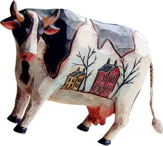 Cabilock Kuh Dekoration Aus Kunstharz Lebensechte Kuh Figur F&uuml;r Schreibtisch Als Handwerk Ornament F&uuml;r Zuhause