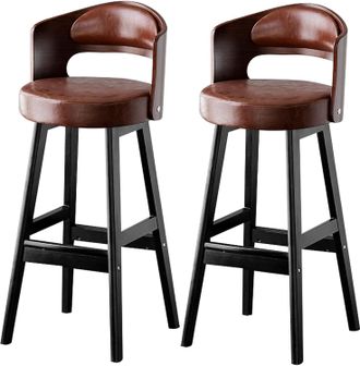 Generic Hoher Barhocker f&uuml;r die K&uuml;che, gepolstert mit PU-Leder, Holzbeine, Hohle R&uuml;ckenlehne, 136 kg belastbar, geeignet f&uuml;r K&uuml;cheninseln, Caf&eacute;s, Bartheken un