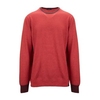 Fay Herren Wollpullover mit Logopatch - - Knitwear - Herren - Rot - 2XL