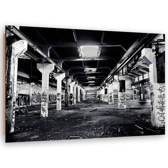 Feeby Wandbild XXL Street Art Deko Kunst Bilder Fabrik schwarz-wei&szlig; 120x80 cm