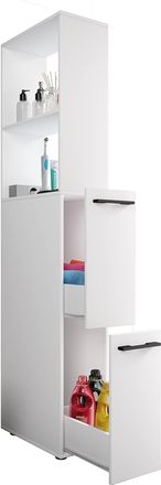 VCM Holz Badezimmerschrank | Badmöbel | Nischenschrank | Raumteiler mit Zwei Schubladen | Hochschrank | Maße ca. H. 183 x B. 25 x T. 50 cm - Sadilo XL