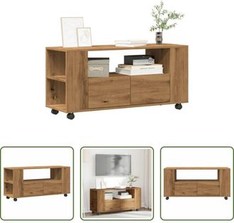 vidaXL vidaXL Meuble tv avec roulettes - Meuble TV avec roulettes ch&ecirc;ne artisanal bois ding&eacute;nierie