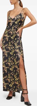 HUGO BOSS robe longue à fleurs - Noir