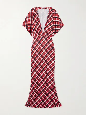 Norma Kamali Obie Robe Aus Kariertem Stretch-jersey - Rot