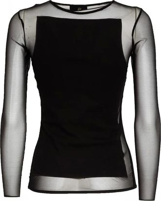 Dondup Femme, Tops, Noir, Taille: 36 FR Top &agrave; col rond