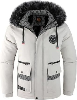 Generic Veste dhiver rembourr&eacute;e &eacute;paisse pour homme - Coupe-vent - Couleur unie - Simple, blanc, XL