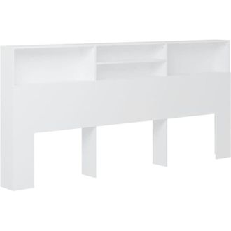 vidaXL Kopfteil mit Ablagen Wei&szlig; 220x19x103,5 cm Vidaxl