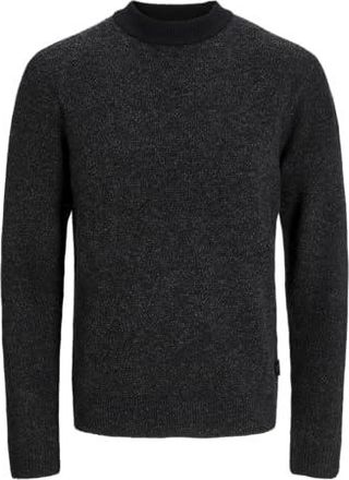 Jack & Jones Jcospace Knit Mock Neck Sn Pull en Tricot, Pavement/Motif : Noir Neps, S Homme