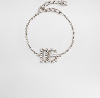 Dolce & Gabbana Schmales Gliederarmband Mit Dg-logo - Frau Bijoux Silber Metall Onesize