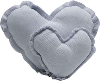 Von Herzen Handmade Musselinkissen aus 100% Baumwolle Kuschelkissen I Dekokissen aus Musselin in Herzform I Herzkissen für Sofa & Bett I Handgenäht (Klein (Ø ca.