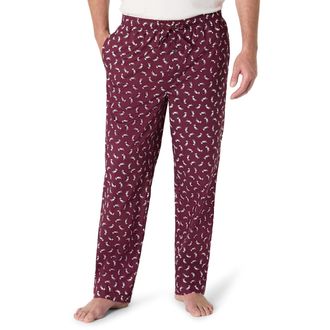 Amazon Essentials Herren Gewebte Straight-Fit Pyjamahose Mit Taschen, Burgunderrot Papageientaucher, 3XL
