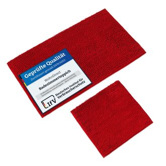 WohnDirect Badematten Set 2 teilig Rot - WC Vorleger (45x45cm), Badematte (50x80cm) - rutschfest waschbar Badezimmerteppich OHNE WC-Ausschnitt