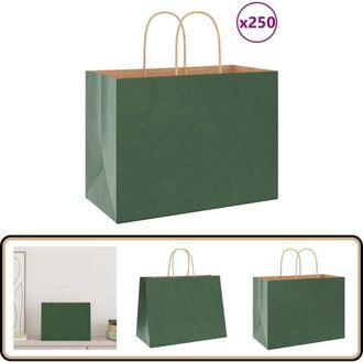 vidaXL Vidaxl - Papiertragetaschen 250 Stk. mit Henkeln Gr&uuml;n 32x17x25 cm