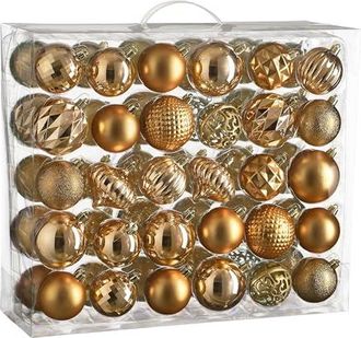 Mica Mica Decorations Weihnachtsbaumkugeln-Set - 60 Stück - Ø7 cm - Bruchfest - Kupfer