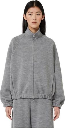 Max Mara Femme, Sweatshirts et sweats &agrave; capuche, Gris, Taille: 38 FR Veste Tricot Zipp&eacute;e Montante