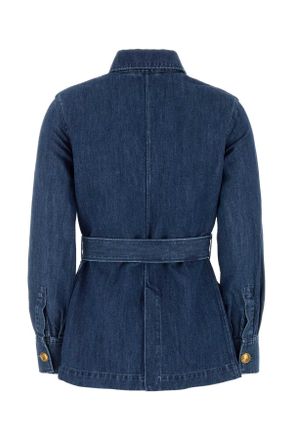 Valentino Garavani Womens Denim Blazer Mediumbluedenim Exterior: Cotton Linen Giacche E Gilet Jacket