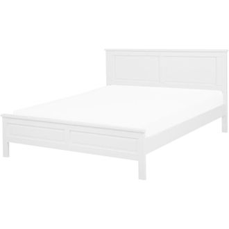 Beliani Beliani - Lit Double en Bois Blanc 140 x 200 cm de Style Traditionnel et Rustique pour Chambre Moderne ou Scandinave