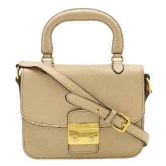 Miu Miu Pre-owned Madras Leather 2Way Handbag - - Pre-owned - Damen - Beige - ONE SIZE
