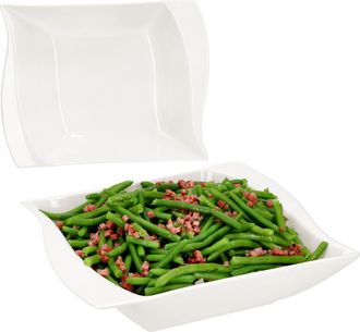 MamboCat Ivory 2er Set Servierschale rechteckig I 1L I elfenbeinweiße große Porzellan-Schüssel für Obst, Kartoffeln, Beilagen, Gemüse, Dessert, Salat & Co