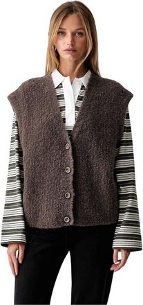 American Vintage Gilet col V Zolly - Femme - Vestes - Brun - Taille: 36/38 FR