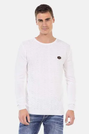 Cipo & Baxx Rundhalspullover Pullover (1-tlg) mit Zopfmuster, CP240