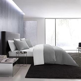 Vera Wang Bettwäsche-Set für King-Size-Bett, luxuriöse Baumwoll-Bettwäsche mit Knopfverschluss, inklusive passenden Kissenbezügen (Waffelpiqué, Zinngrau, King-S