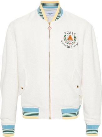 Casablanca Homme, Vestes, Blanc, Taille: XL Veste Bomber avec Logo Brod&eacute;