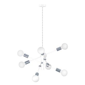 Eglo Pendelleuchte Gradoli, 8 flammige H&auml;ngelampe, H&auml;ngeleuchte aus Metall in Wei&szlig; und Chrom, Esstischlampe, Wohnzimmerlampe h&auml;ngend mit E27 Fassung, &Oslash; 71 