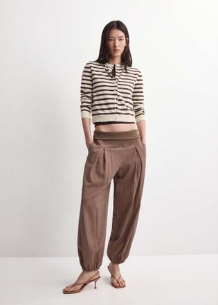 Mango Cardigan maille rayures chocolat - Femme - XXS - MANGO