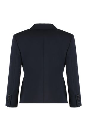 Max Mara Womens Crop Blazer Wool Fabric Blue Virgin Blazers Jacket