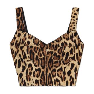 Dolce & Gabbana Top mit Tiermotiv - - Tops - Damen - Beige - L