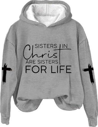 Generic Sweat &agrave; capuche &agrave; col rond pour femme - D&eacute;contract&eacute; - Lettre imprim&eacute;e - Manches longues - Veste &agrave; capuche - Manteau long - Loisirs - Sport - Manches l