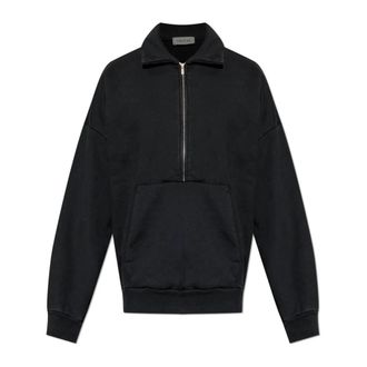 Fear of God Sunfaded Half Zip Polo Sweatshirt - - Sweatshirts & Hoodies - Herren - Schwarzk - M