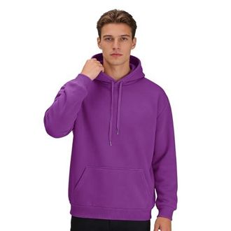 Generic Sweat &agrave; capuche surdimensionn&eacute; &agrave; manches longues pour homme, coupe classique, l&eacute;ger, couleur unie, avec poche kangourou et cordon de serrage, d&eacute;contra