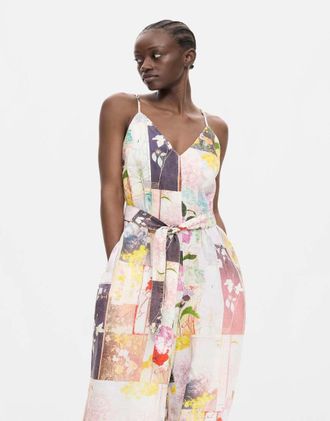 Desigual Langer, bedruckter Jumpsuit in Schwarz