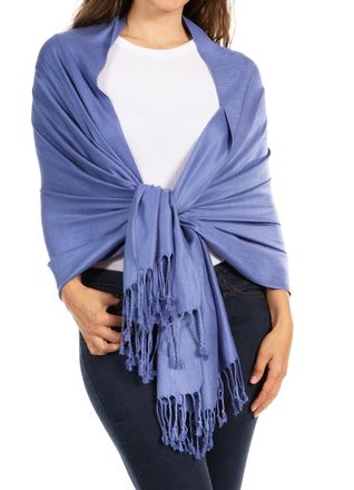 Sakkas 78 x 28 Eco-Friendly Bamboo Rayon weiche Fest Pashmina Schal/Wrap/Stola - Stahlblau