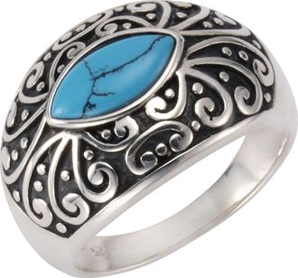 Zeeme Gemstones Ring Silber 925 oxidiert mit T&uuml;rkis 5x10mm