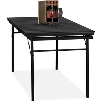 Relaxdays Relaxdays Table de jardin extensible et pliante, largeur : 166-215 cm, plastique et acier, 8 personnes, noire
