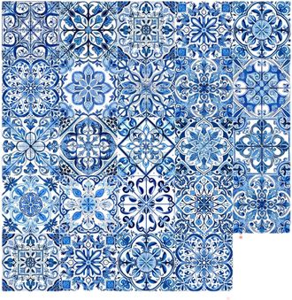 Generic Selbstklebende Aufkleber - 24 St&uuml;ck im portugiesischen Stil, blau und wei&szlig; | Dekoration f&uuml;r Wand und K&uuml;che, wasserdicht und einfach anzubringen, kreat