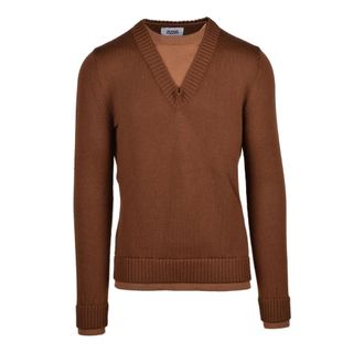 Alpha Studio Doppelkragen-Pullover - - Knitwear - Herren - Braun - XL